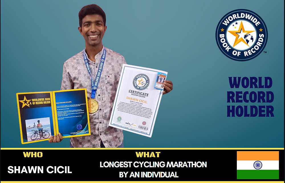 World Record Of Longest Cycling Marathon By An Individual - By Shawn Cicil