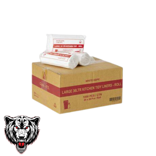 Kitchen Tidy Bags Large White 36LT | Carton of 1000 | JRD Distributors