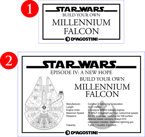 DeAgostini Build Your Own Display Plaque Millennium Falcon/ X-Wing / R2 ...