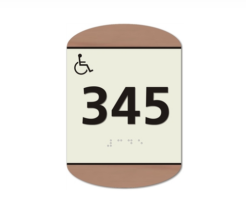 CUSTOM ROOM NUMBER ADA BRAILLE SIGN, HANDICAP SYMBOL, 5-1/2"H X 3-7/8"W ...