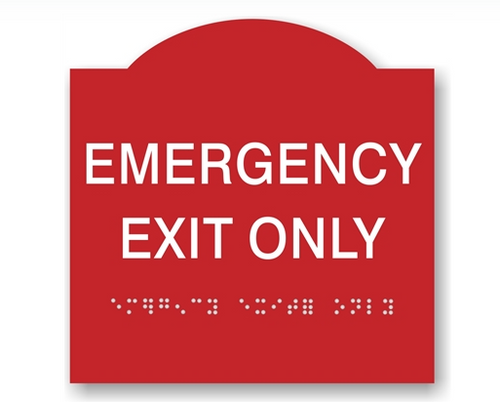 EMERGENCY EXIT ADA BRAILLE SIGN, CROWN SERIES, 6X6" | Ada Signs