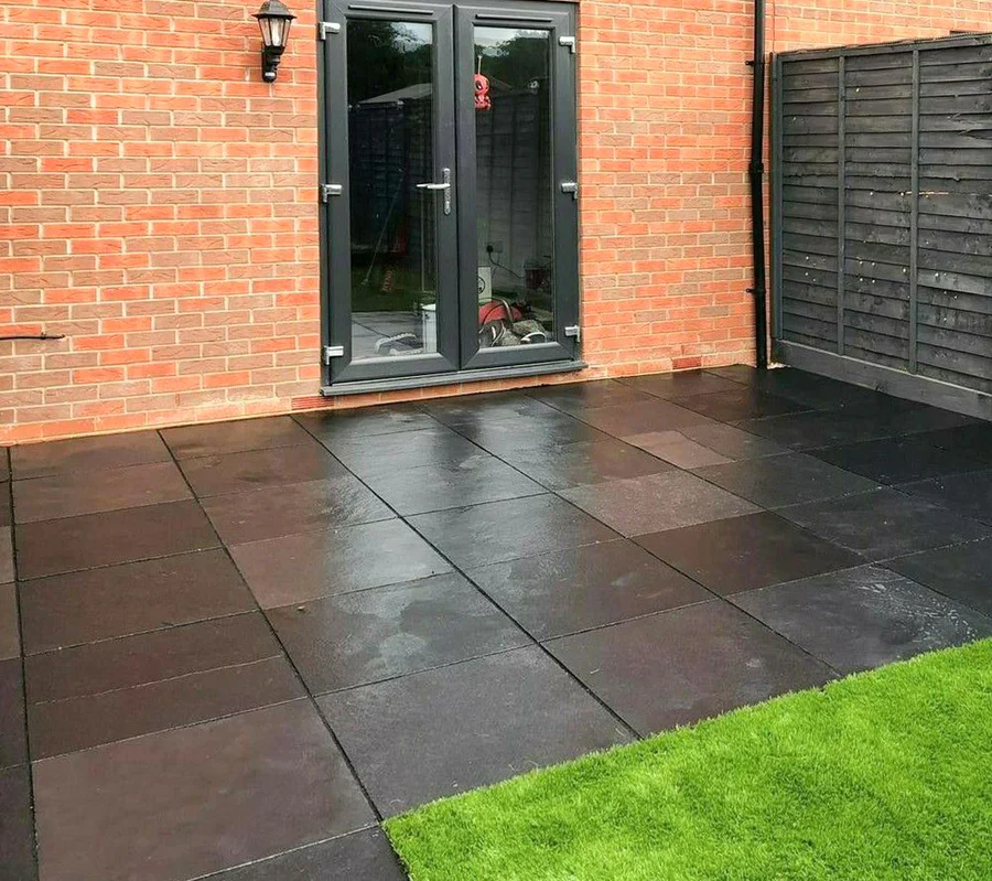 Kadapa Black Indian Limestone Paving Slabs - Riven - Sawn Edge ...