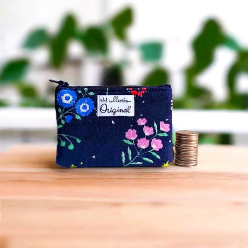 Tiny Flowers Blue Coin Purse | 144collection