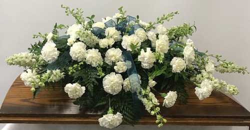 Half-Casket Cover with Carnations | Beautified Bouquets