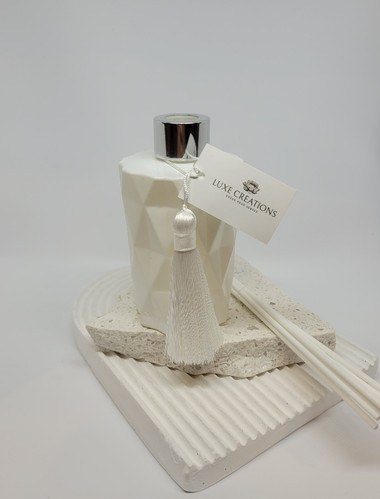 Luxe Geo Diffuser Gloss White with Silver | Luxe Creations