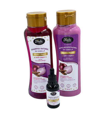 Kit Shampoo Natural con Cebolla Morada y Canela | Dinda Cosmetics