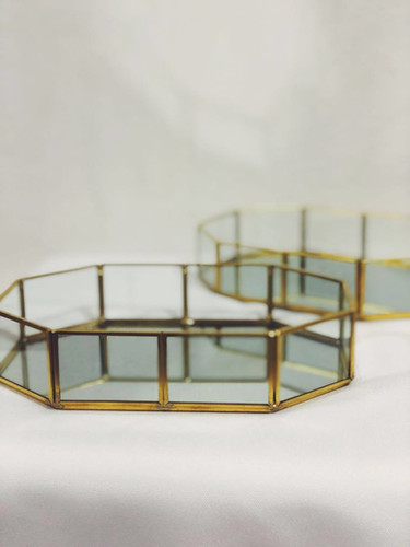 LARGE Gold Frame Geometric Glass Display Tray | Singapore
