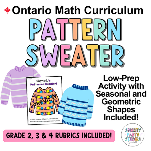 Ontario Math Craft Grades 2-4 | Repeating Patterns | Pattern Rules ...