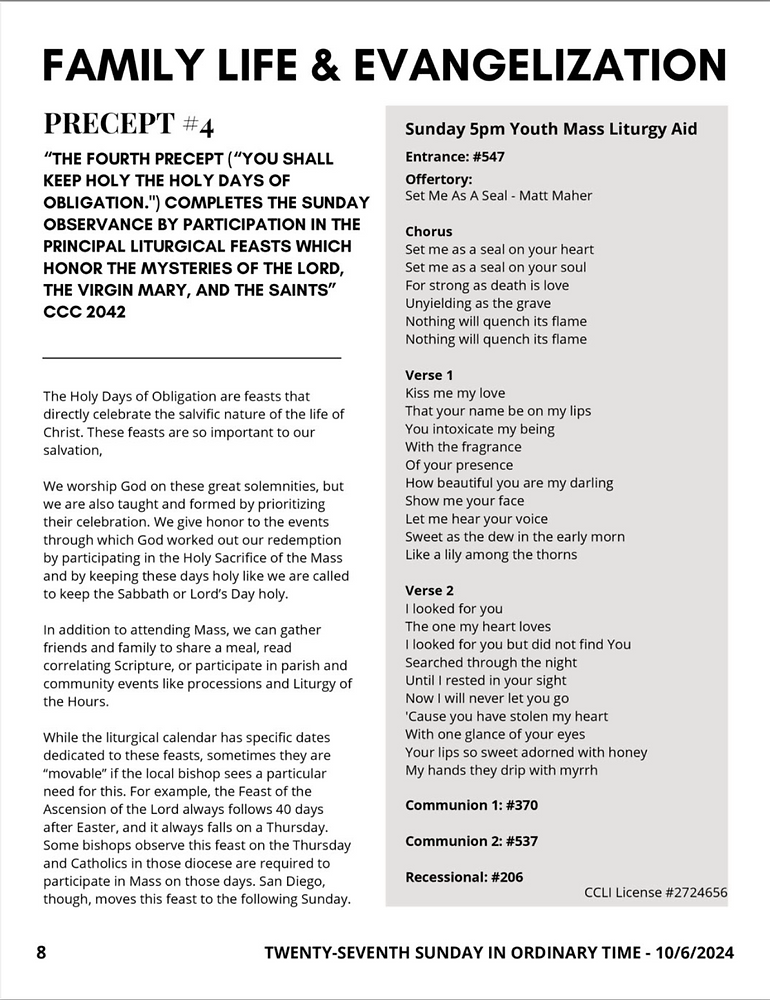 Pastor's Note - October 6, 2024 (Pro-Life Month, Month of the Rosary ...