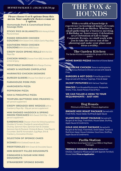 Menus | The Fox Wroughton