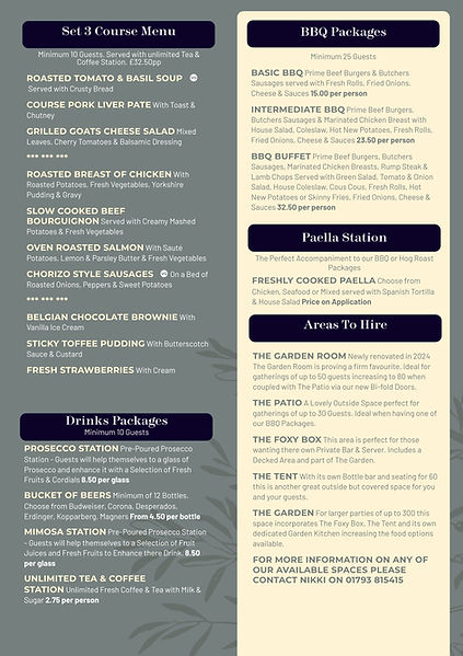 Menus | The Fox Wroughton