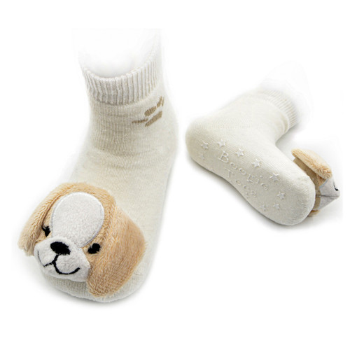 Beige Puppy Boogie Toes Rattle Socks | Piero Liventi Retail