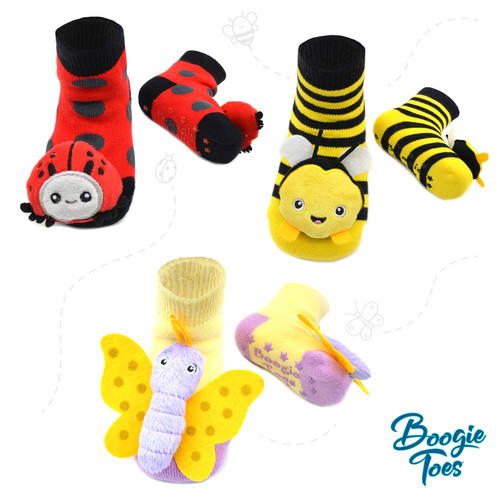 3pc Cutie Garden Insects Set Boogie Toes Rattle Socks | Piero Liventi ...