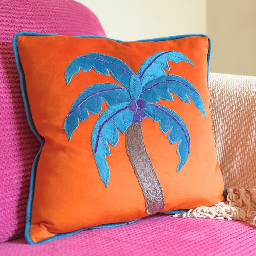 Handmade Palm Tree Cushion | Colourful, Quirky and Luxe | A Pop of Appliqué