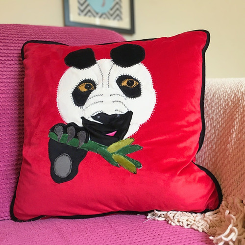 Handmade Panda Cushion | Colouful, Quirky and Luxe | A Pop of Appliqué