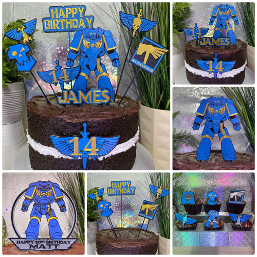 Warhammer Inspired Cake Toppers - Blue | Doge Studio