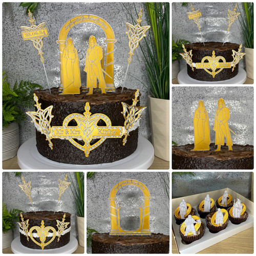 The Lord Of The Rings Wedding Inspired Cake Toppers - Elvish | Doge Studio