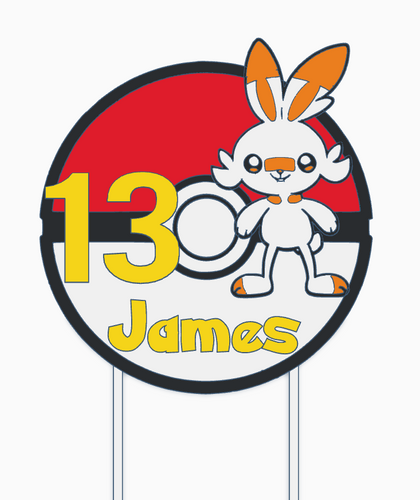Pokemon Inspired Cake Topper - Scorbunny Ball | Doge Studio