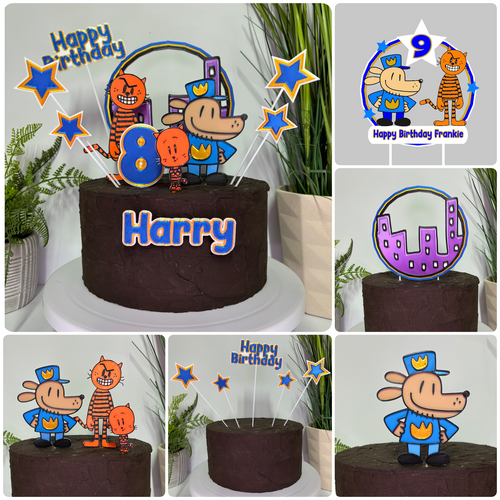 Dog Man & Friends Inspired Cake Toppers | Doge Studio