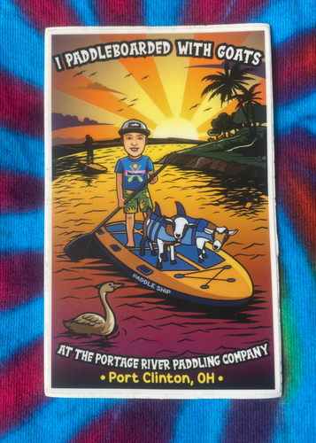 I Paddleboarded With Goats Vinyl Sticker | portage-river-paddle