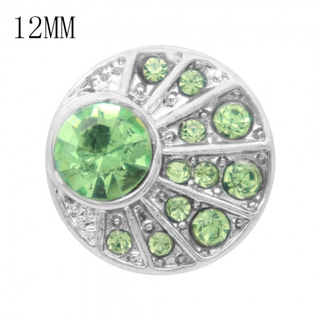 12mm Green Rhinestone Off Sided Pie Snap (12-7050P) | SnapJewelryOnABudget