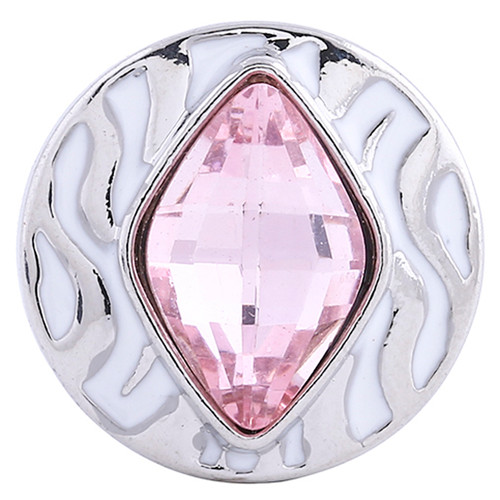 18mm/20mm Pink Diamond-Shaped Rhinestone w/Swirly Border Snap (1820 ...