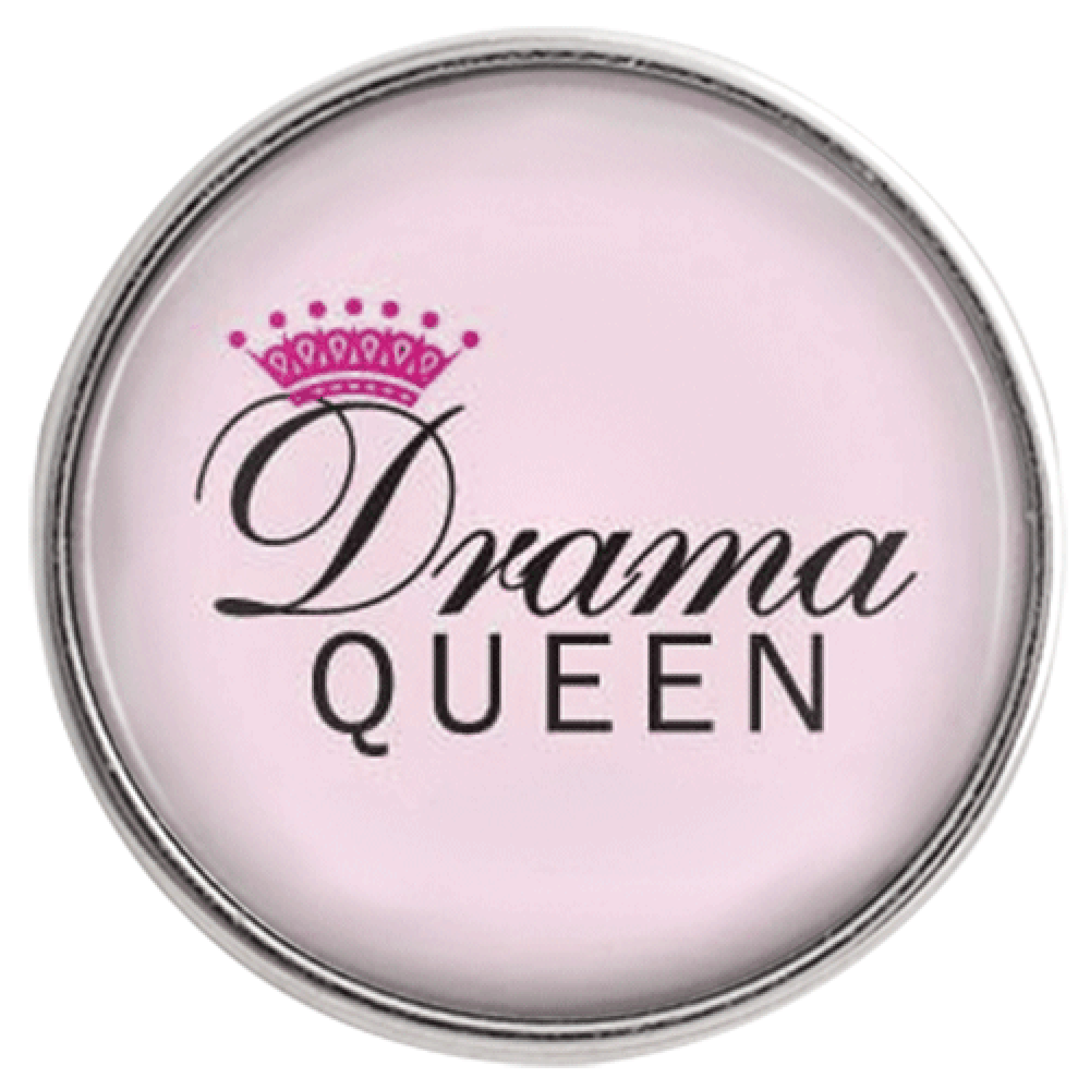 18mm/20mm Pink Drama Queen Glass Snap (1820-0949P) | SnapJewelryOnABudget