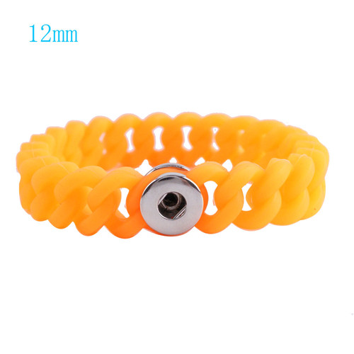 12mm Snap Golden Yellow Silicone Bracelet - Wrist Size - 6 3/4" (12 ...