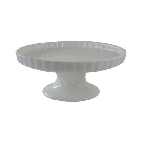 PORTA CAKE EN PORCELANA GRE. BORDE ONDULADO | Alkifiesta