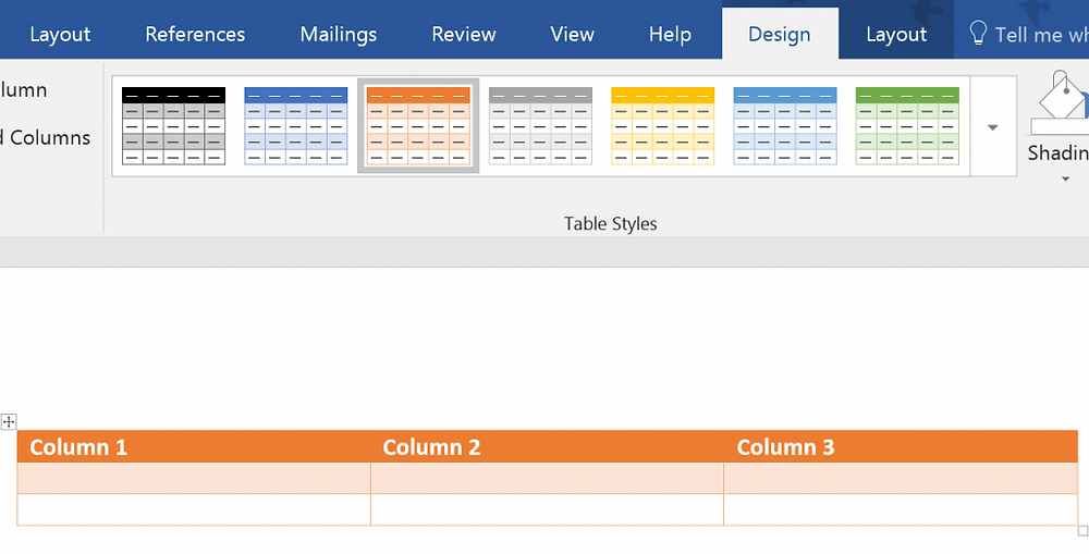 Word gives table designers many more options than LibreOffice