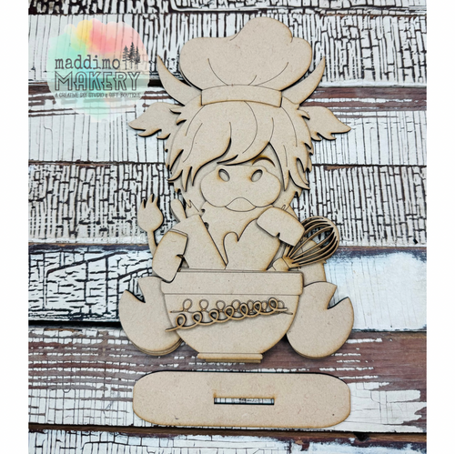 Standing Highland Cow Baker Kitchen Shelf Sitter DIY Kit | Maddimo Makery