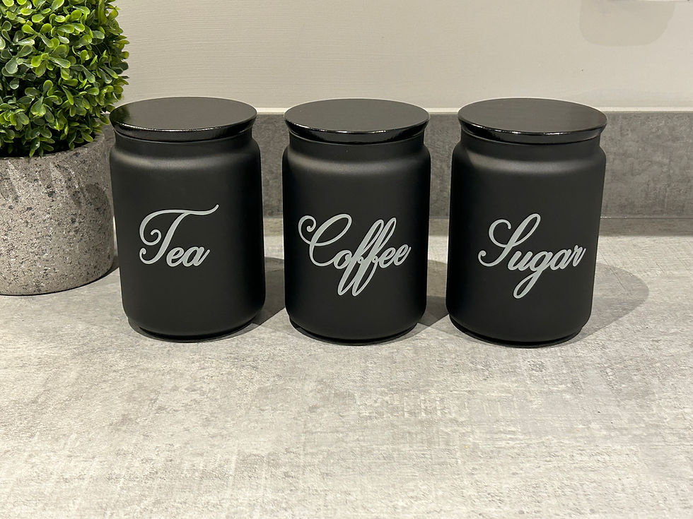 Black Tea Coffee Sugar Kitchen Storage Canister Sets | Glamjar Products
