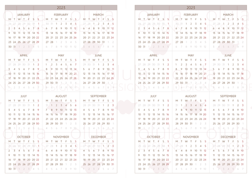 A5 2023 Calendar on 1 Page - PDF | O Lula Designs