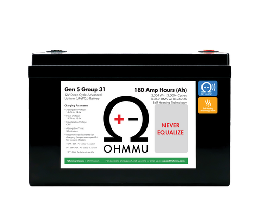 Gen 5 Group 31 - 180Ah Advanced Lithium 12V Deep Cycle Battery | ohmmu.com