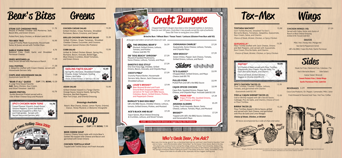 GRILL & TAP MENU | UNCLE BEAR'S