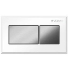 Geberit Pneumatic Dual Flush Push Plate - white trim w/ chrome | ferrara