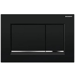 Geberit Sigma 20 Square Dual Flush Push Plate - Black w/ bright chrome ...