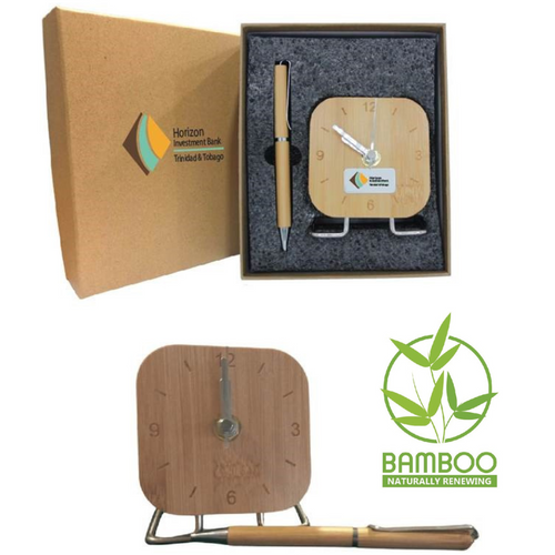 Bamboo Clock & Ball Pen Gift Set | Very Exciting Things