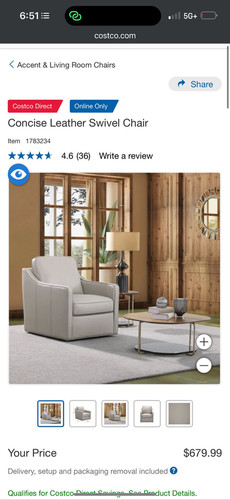 Concise leather swivel chair | Fontaine's Furniture