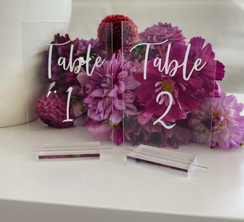 Table Numbers - Acrylic Clear/White (1-20) | Nelson Tasman Event