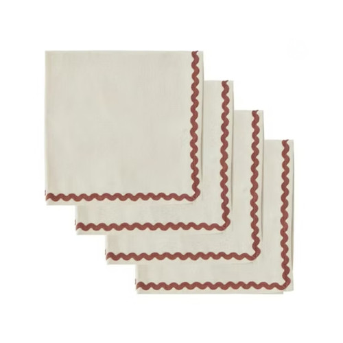 Orla Cotton Napkins 40cm - Ivory/Russet - Set 4 | Papier & Plate