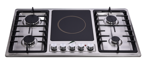 90cm Hybrid SS HOB with 4 Aluminium Burners and 1 Ceramic Cooker 5905TS ...