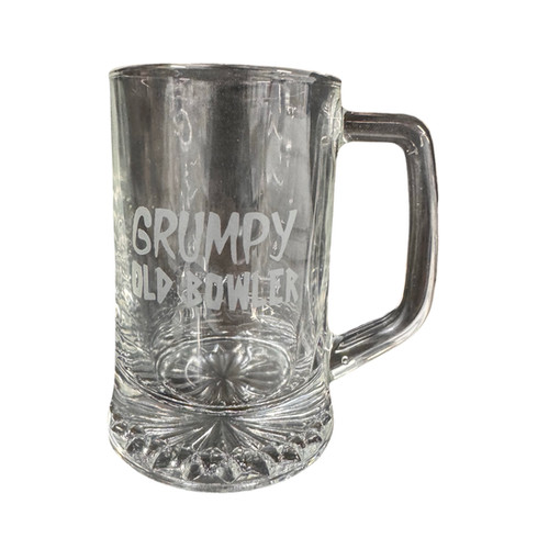 Grumpy Old Bowler Glass Beer Stein – A Hilarious Mug! | Wicklow Bowls 1