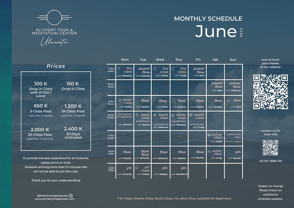 Uluwatu Schedule | Alchemy Yoga and Meditation Center
