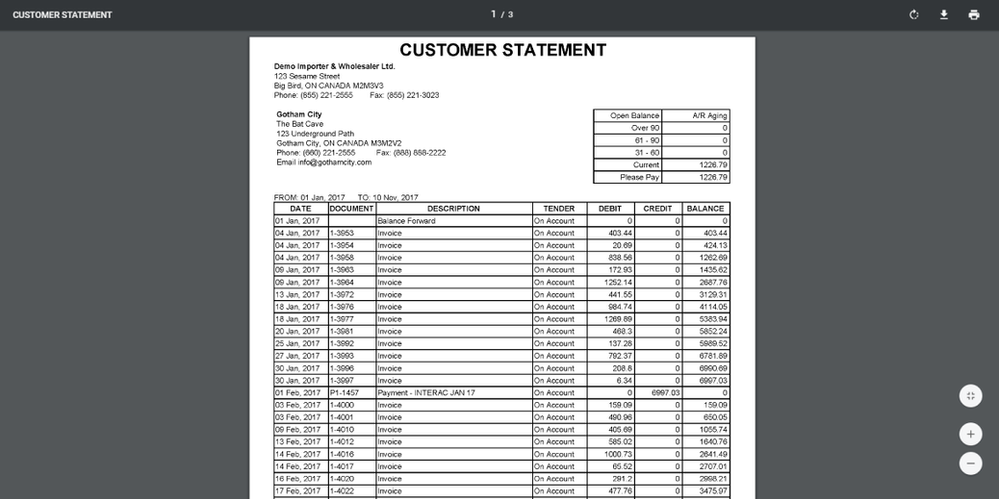 NEW Online Report: Customer Statements with Payment Status