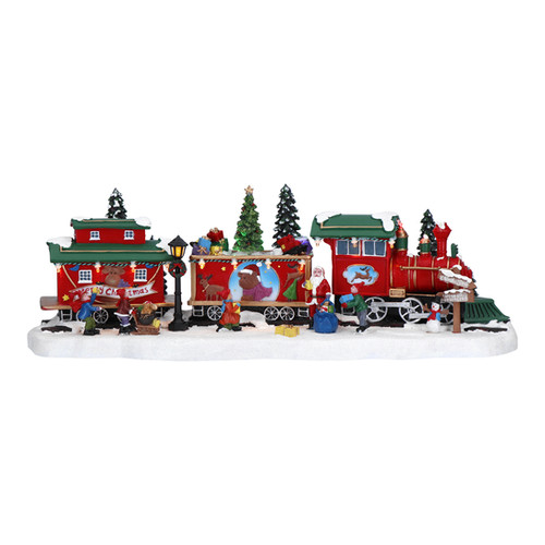 Juletog med 2 vogne og juletræ som drejer rundt | MAGIC LIGHT