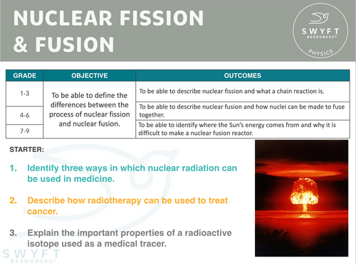 GCSE Physics - Nuclear Fission & Nuclear Fusion | Swyft resources