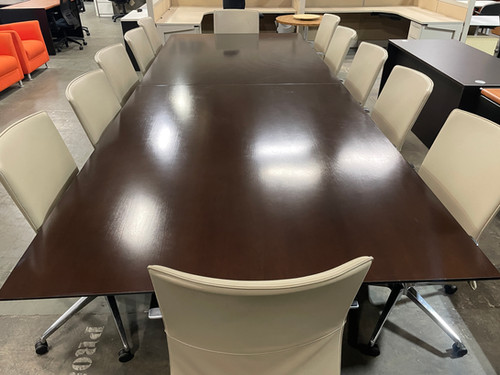 Veneer Conference Table 13' x 5' Mocha | CubeOfficeFurniture