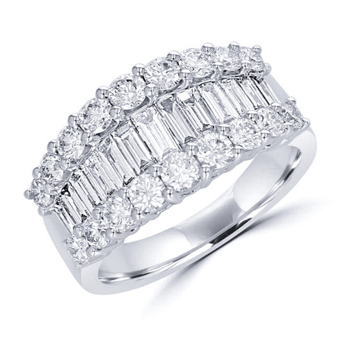 Baguette & Round Brilliant 3.20 ctw VS2 Clarity, I Color Diamond Platinum Band | VIN GOL