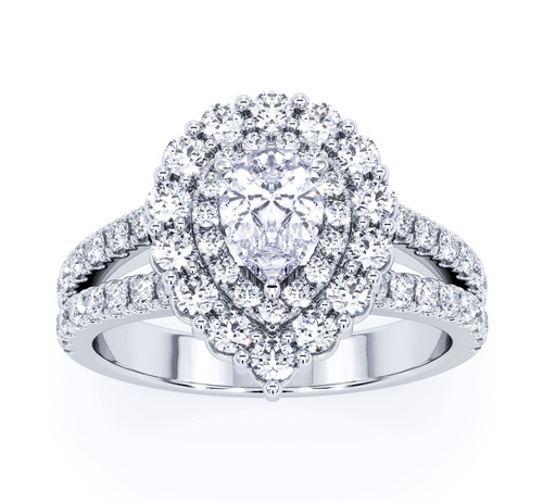 Pear Shape & Round Brilliant 1.50 ctw VS2 Clarity, G Diamond Platinum ...